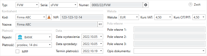 Faktura w walucie (DEX, WDT, REX) - Symfonia ERP Handel - Symfonia ...
